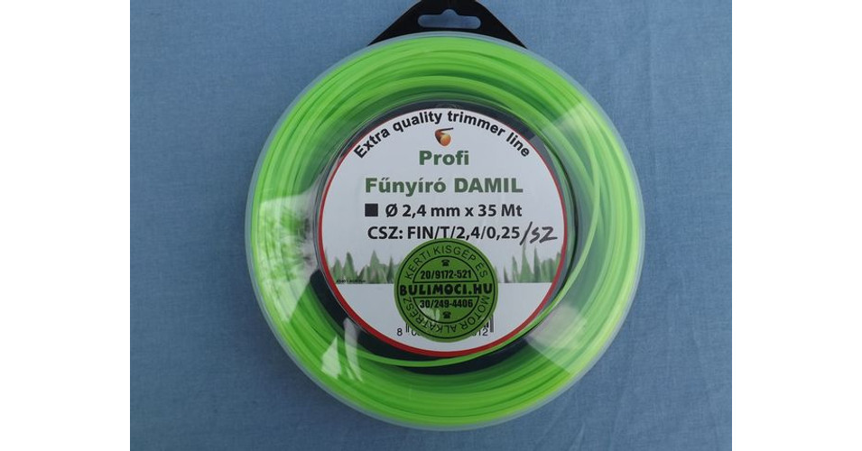 Fűkasza damil 2,4mm 35m szögletes Profi fin/t/2.4/0.25/sz